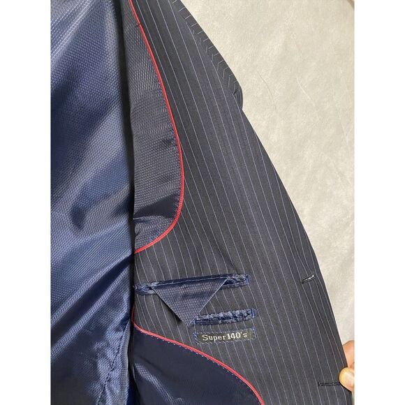Lineage | Suits & Blazers | Lineage Suit Men Size 44l Navy Blue Stripe ...